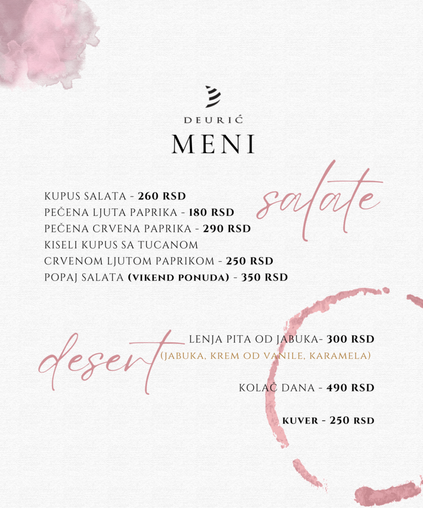 Jelovnik – Vinarija Deurić